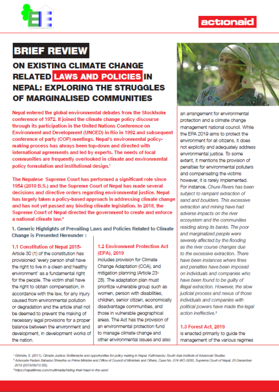 Brief review on Existing Climate Change Related Laws and Policies in ...